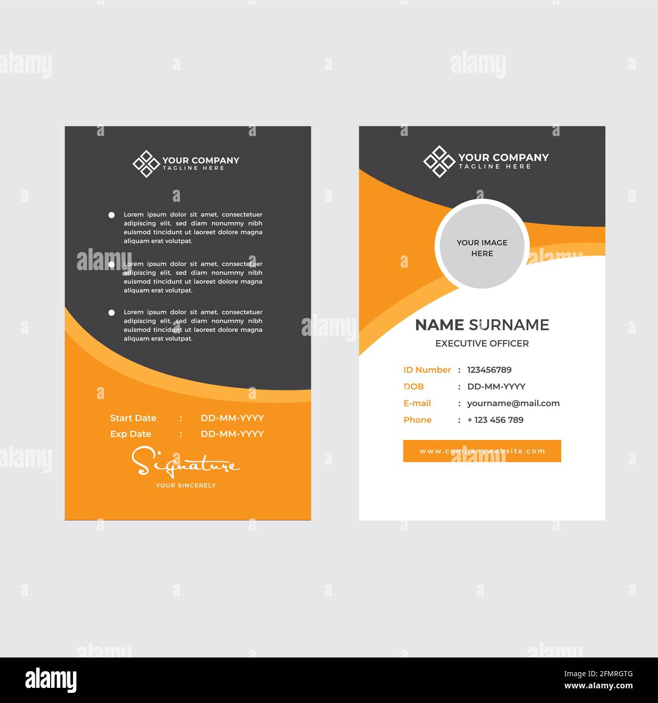 Premium Employee ID Card with Photo Placeholder, Name, Position and ...