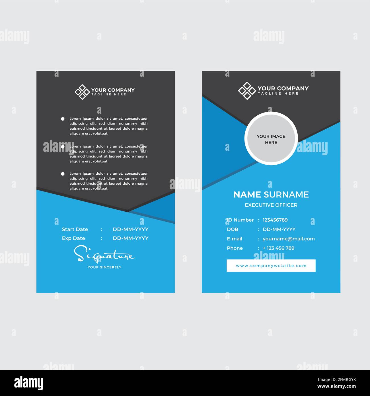 Premium Employee ID Card with Photo Placeholder, Name, Position and ...