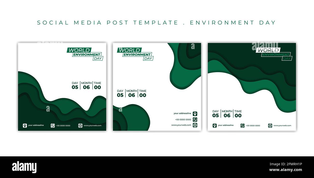 World Environment Day design with paper cut background. Set of Social ...