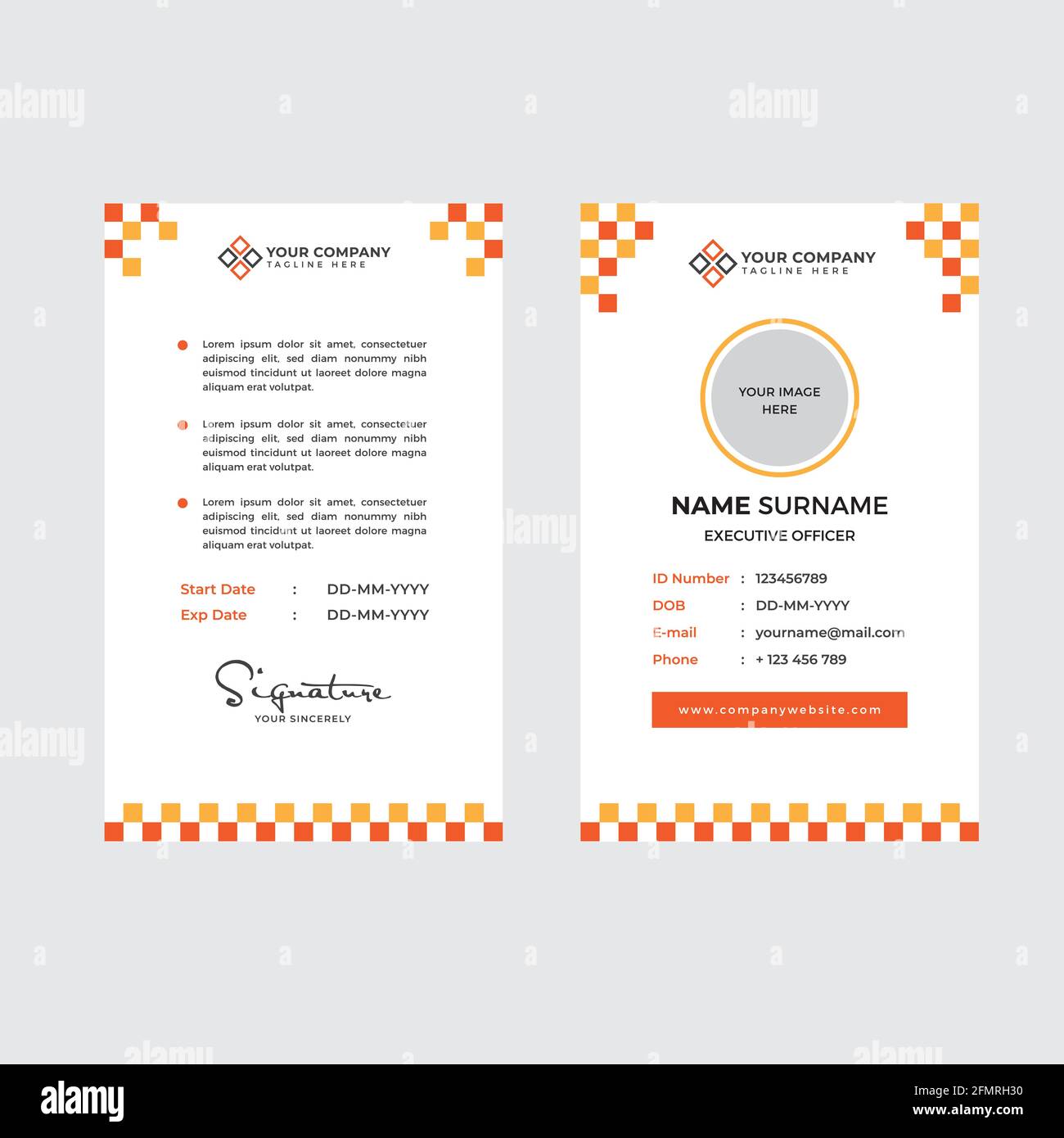 Premium Employee ID Card with Photo Placeholder, Name, Position and ...