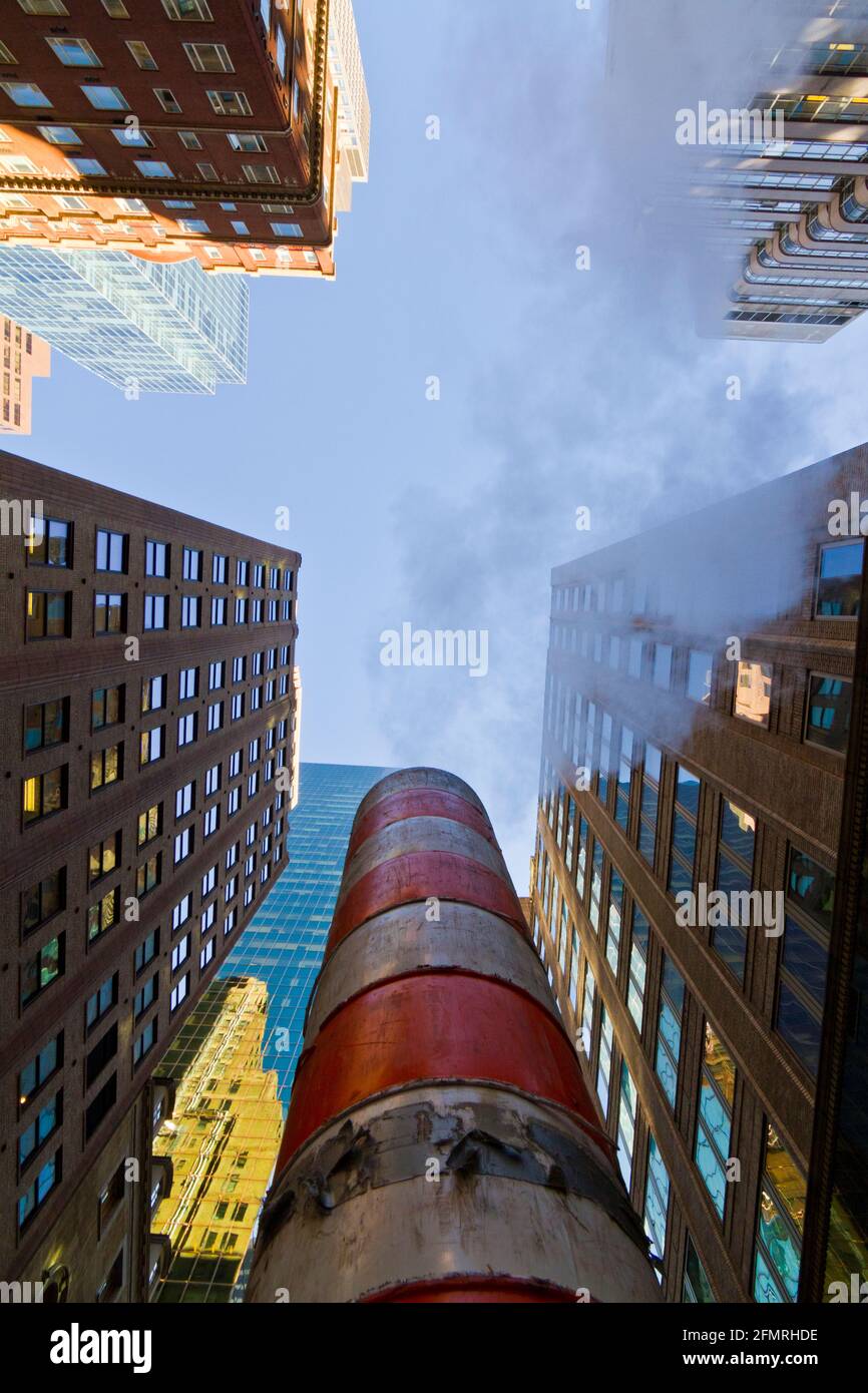 New york city construction site cone with smoke Stock Photo - Alamy