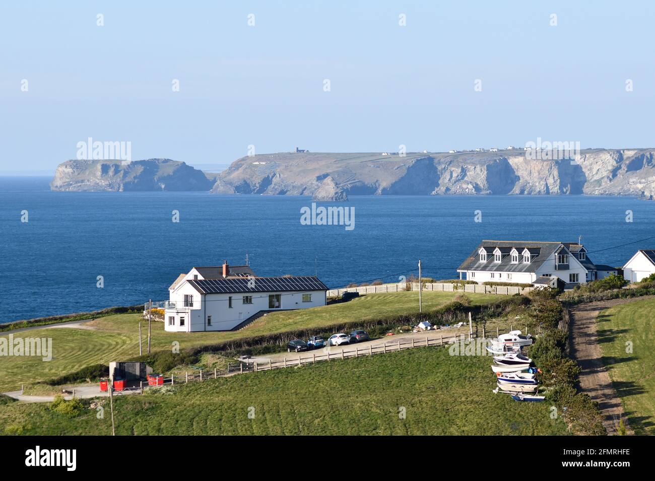 Port Issac view looking towards Tintagel North Cornwall England UK ...