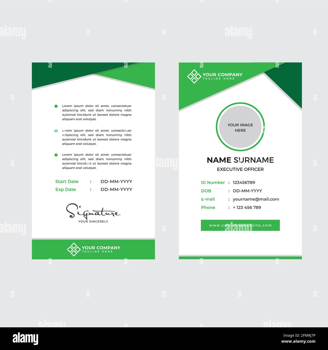 Premium Employee ID Card with Photo Placeholder, Name, Position and ...