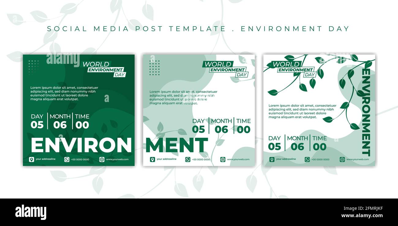 World Environment Day design with green leaf vector illustration. Set ...