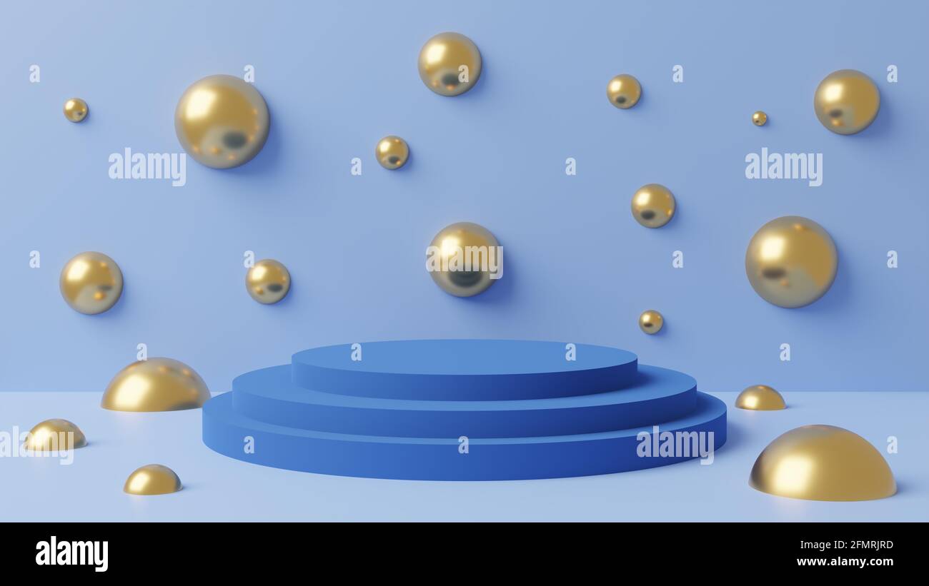 3D illustration of an empty platform surrounded by spheres Stock Photo ...