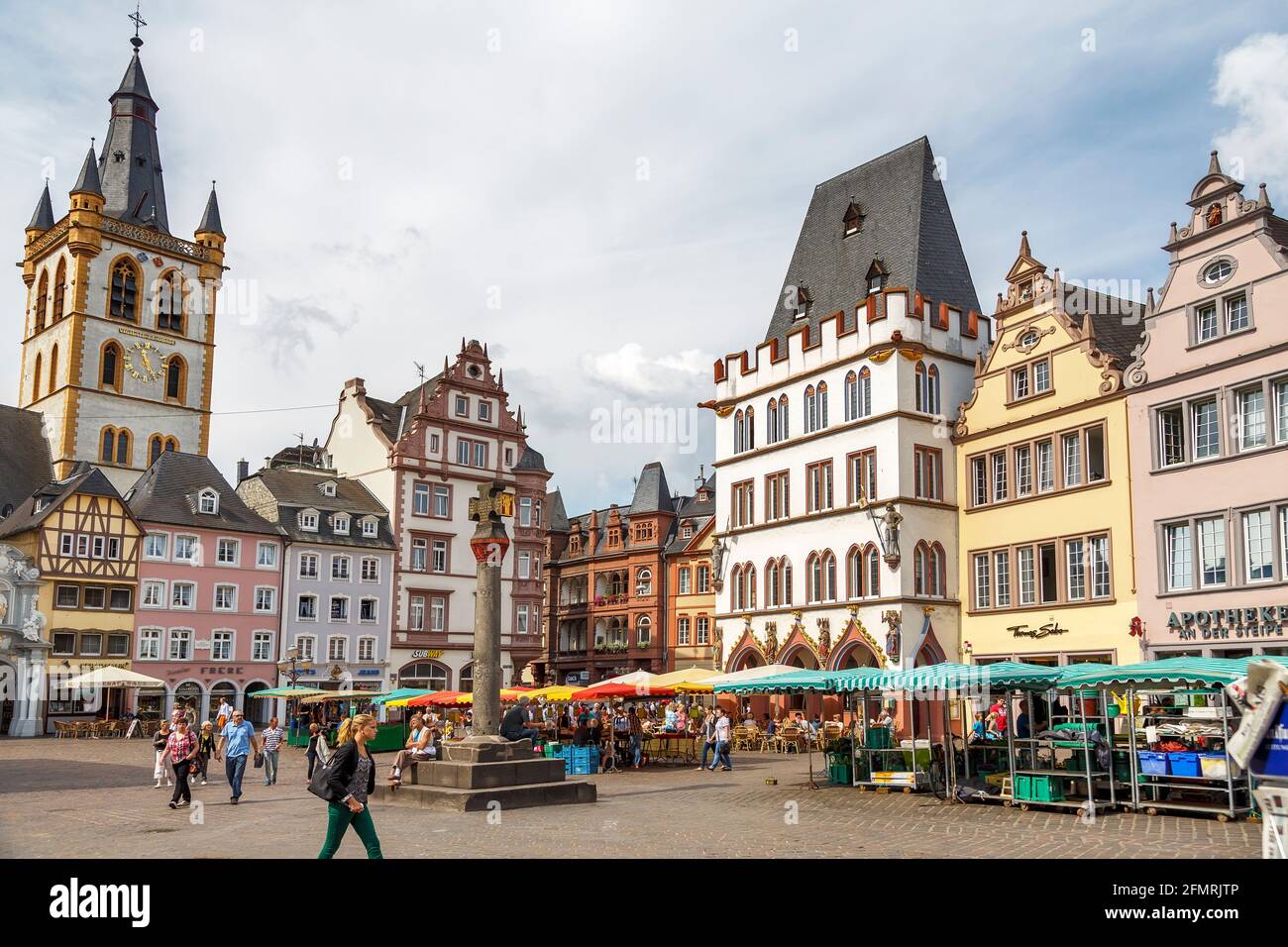 TRIER, GERMANY- AUGUST 9: Market square. This cental square came into ...