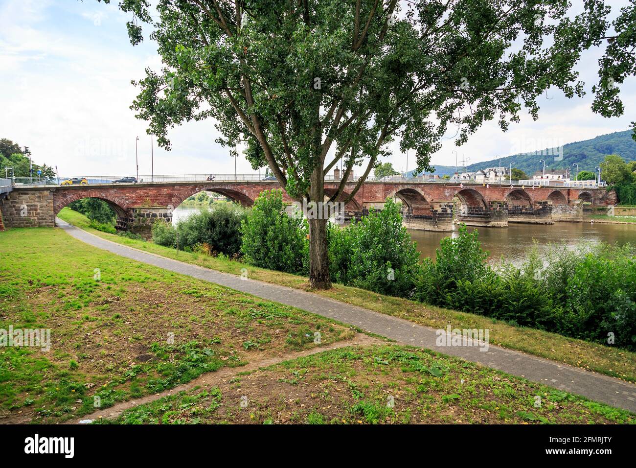 Ancient Roman bridge in Trier, Germany. view from the walk Stock Photo ...