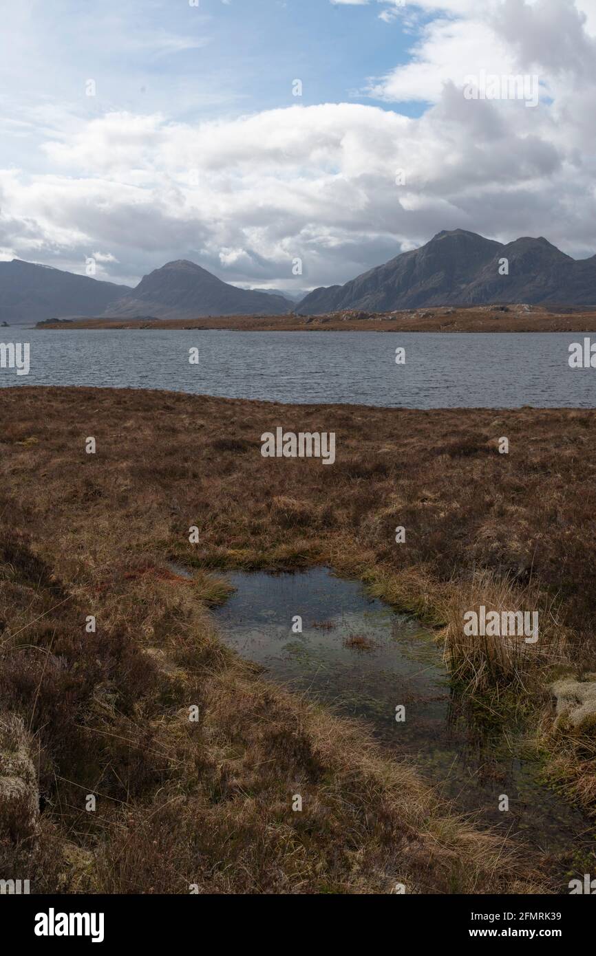 Fionn Loch & mountains Stock Photo - Alamy