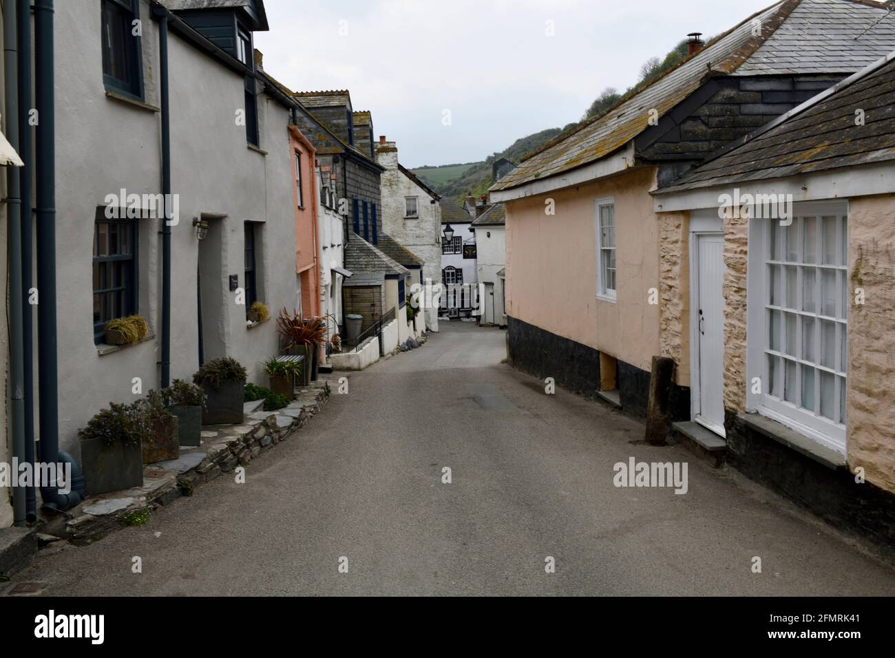 Port Issac looking down Fore Street North Cornwall England UK Stock ...