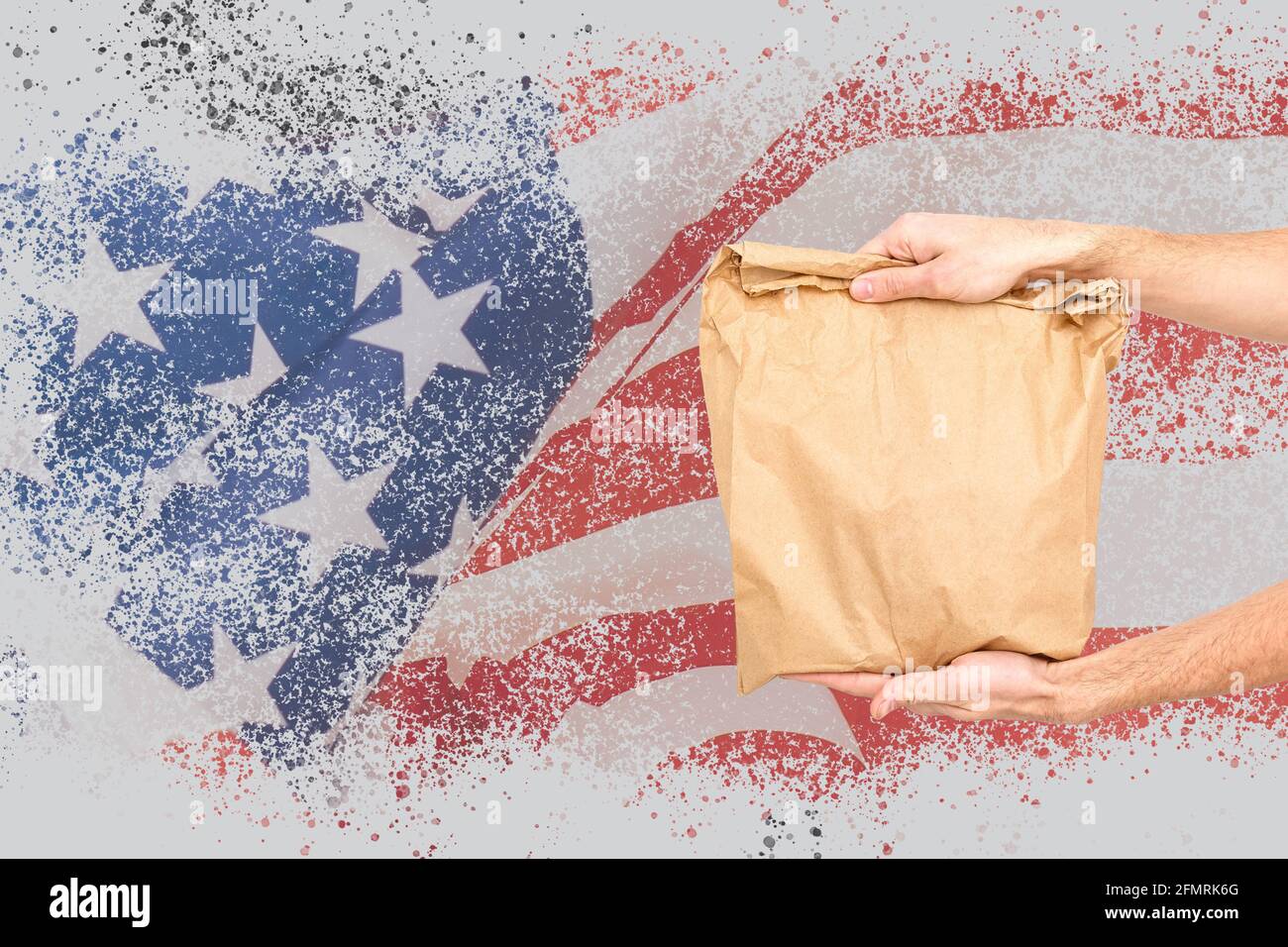 Delivery packaging brown box with america flag, illustration Stock ...