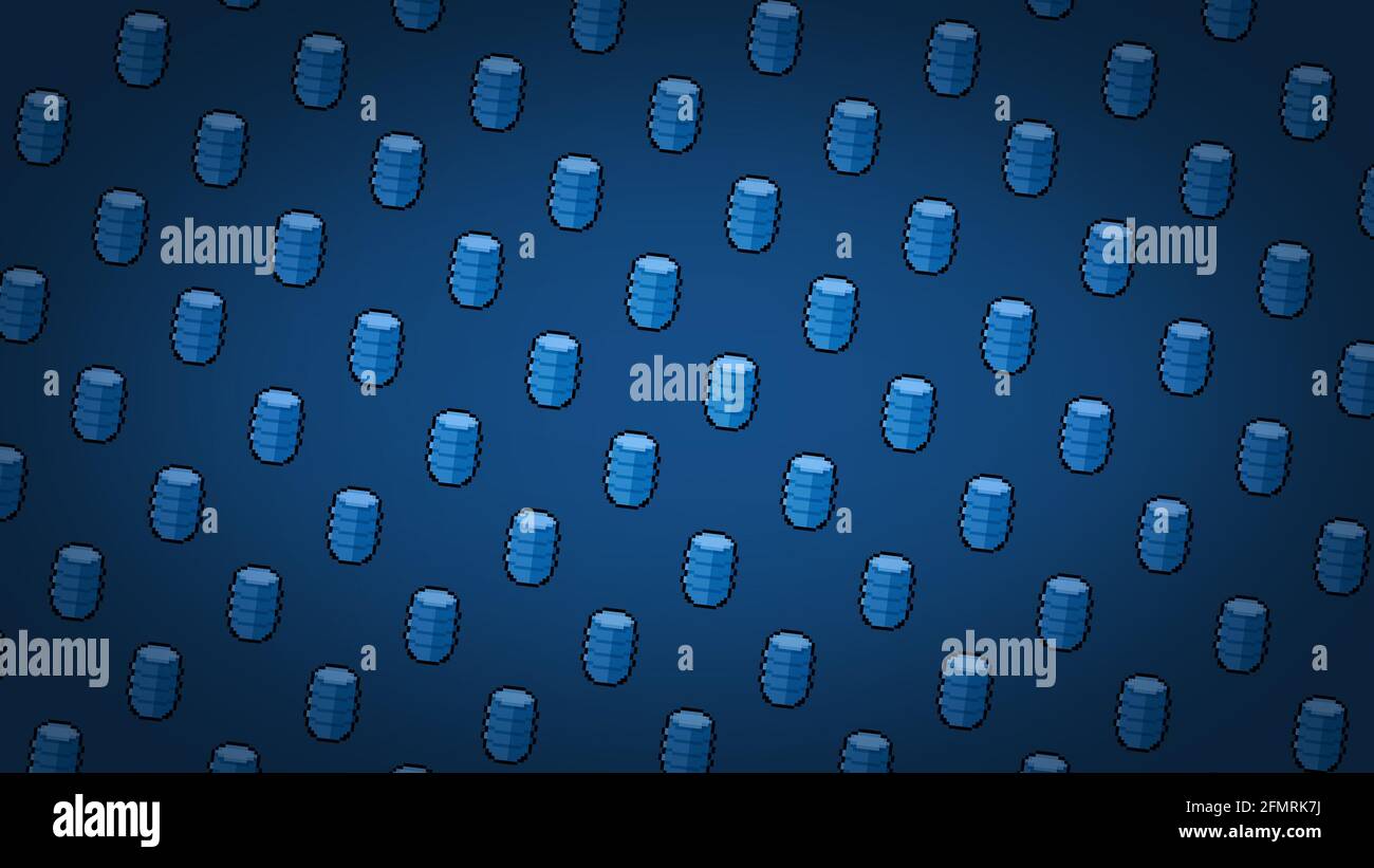 Pixel blue barrel background - seamless pattern Stock Photo - Alamy