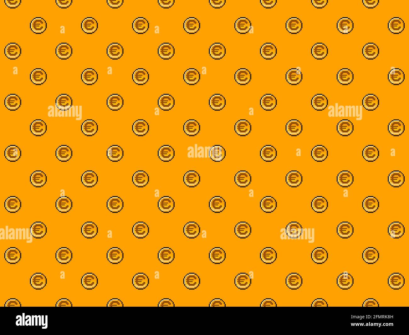 Pixel euro coin with on yellow background - high res 4K wallpaper Stock ...