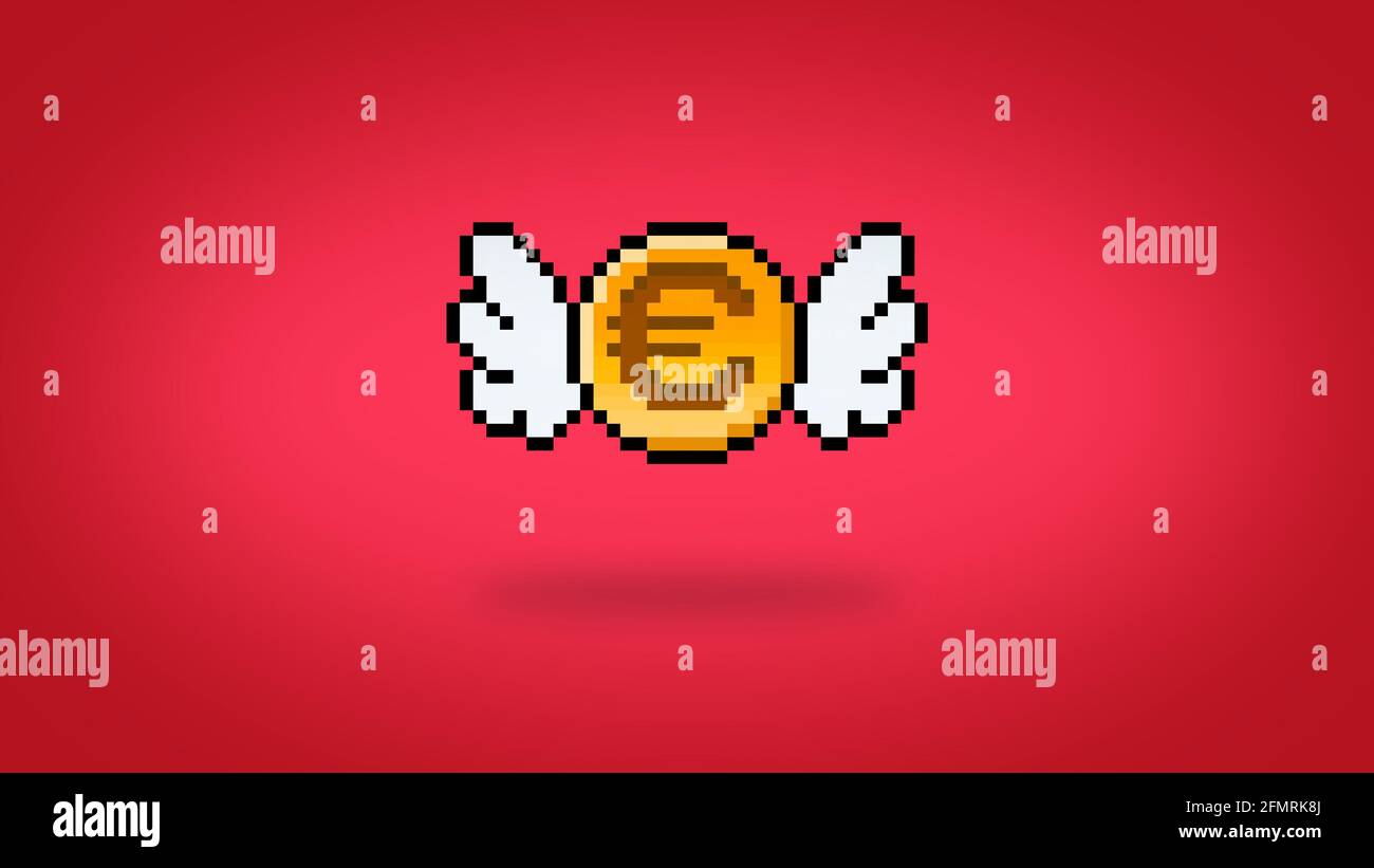 Euro coin with wings on red background - high res 4K wallpaper Stock ...