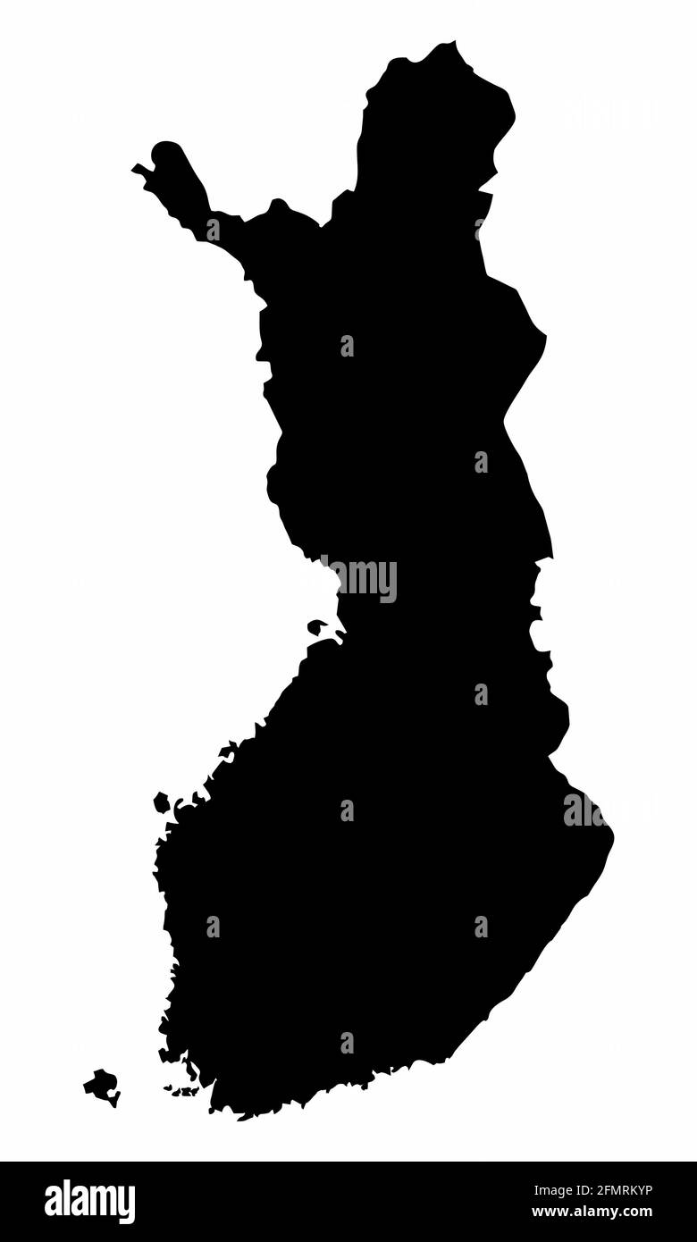 Finland dark silhouette map isolated on white background Stock Vector ...