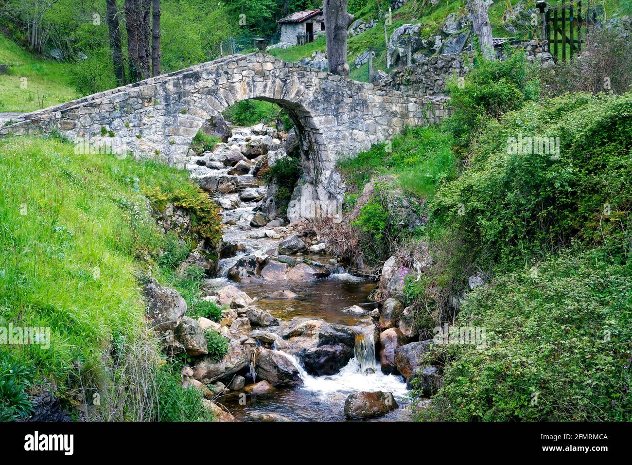Poo de Cabrales, Old rustic village of Asturias, Spain Stock Photo - Alamy