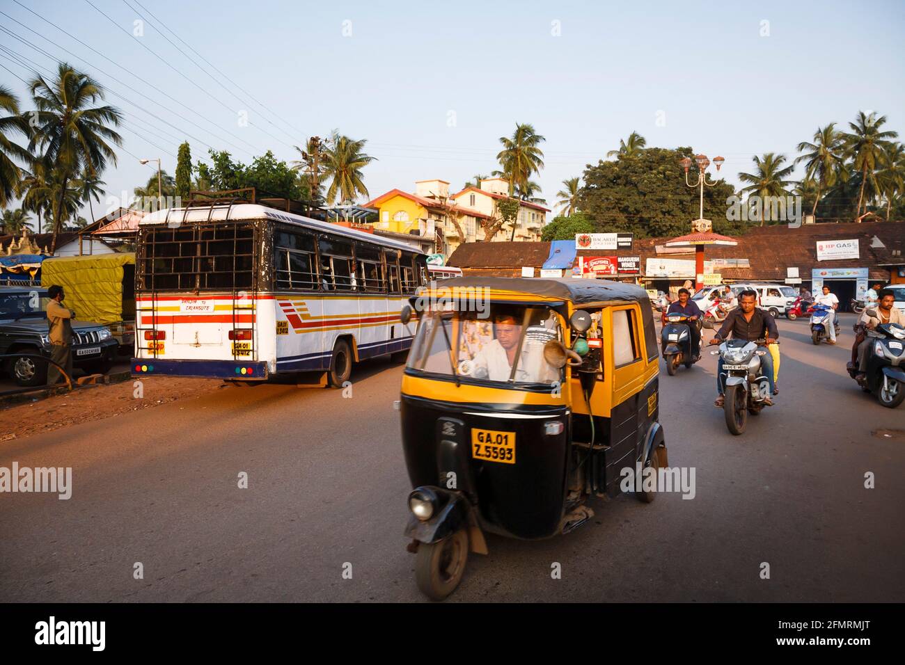PANAJI, INDIA - November 09, 2011. Typical busy Indian street with ...
