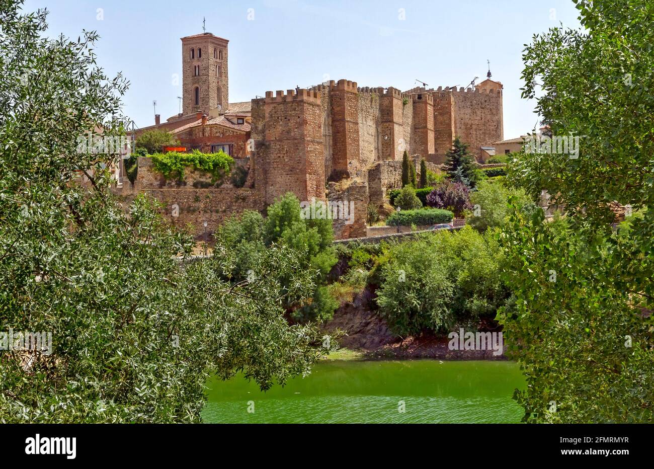 Lozoya river view. This river runs through the historic city of ...