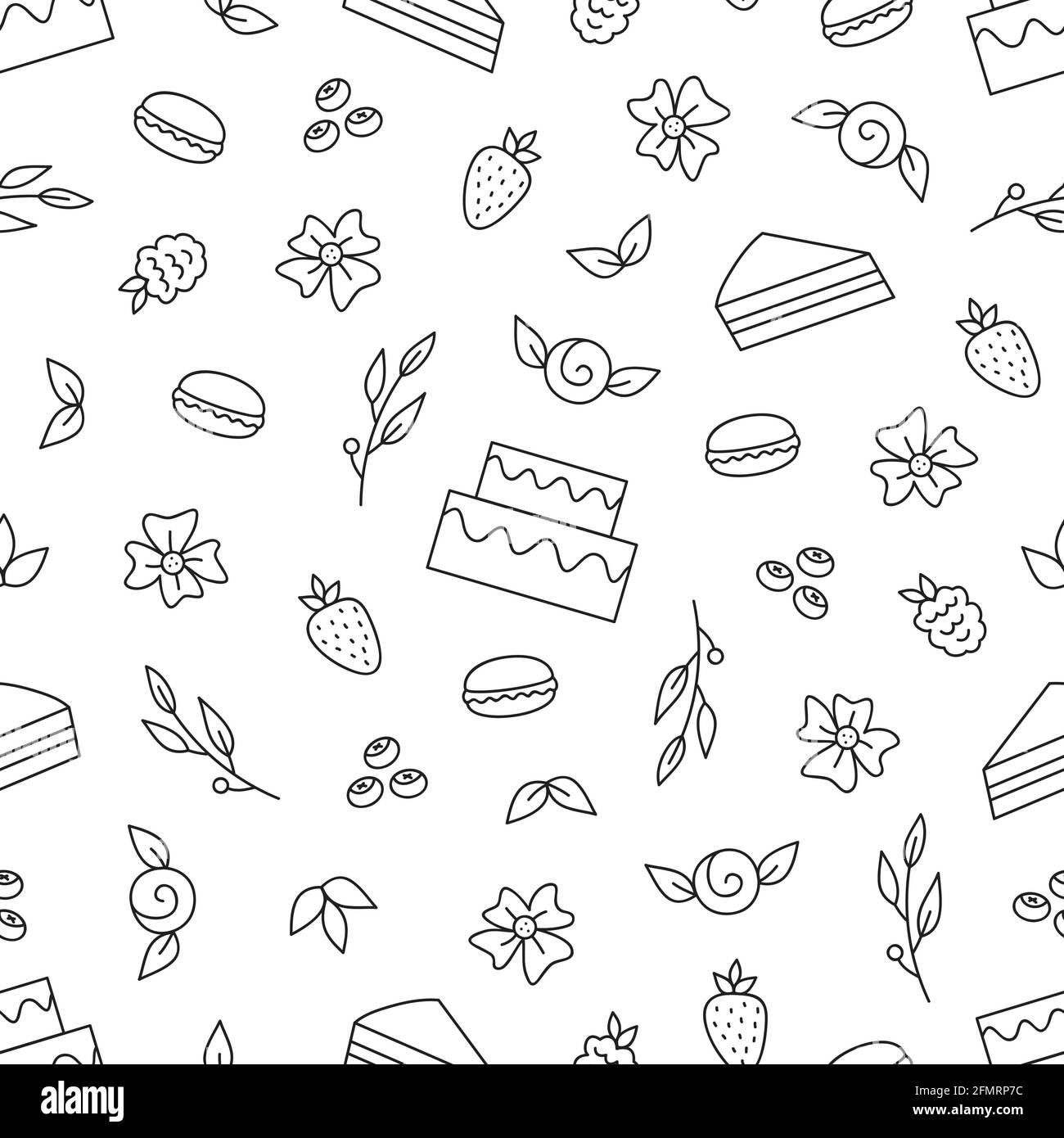 Sweet cake shop vector drawing seamless pattern Stock Vector Image ...