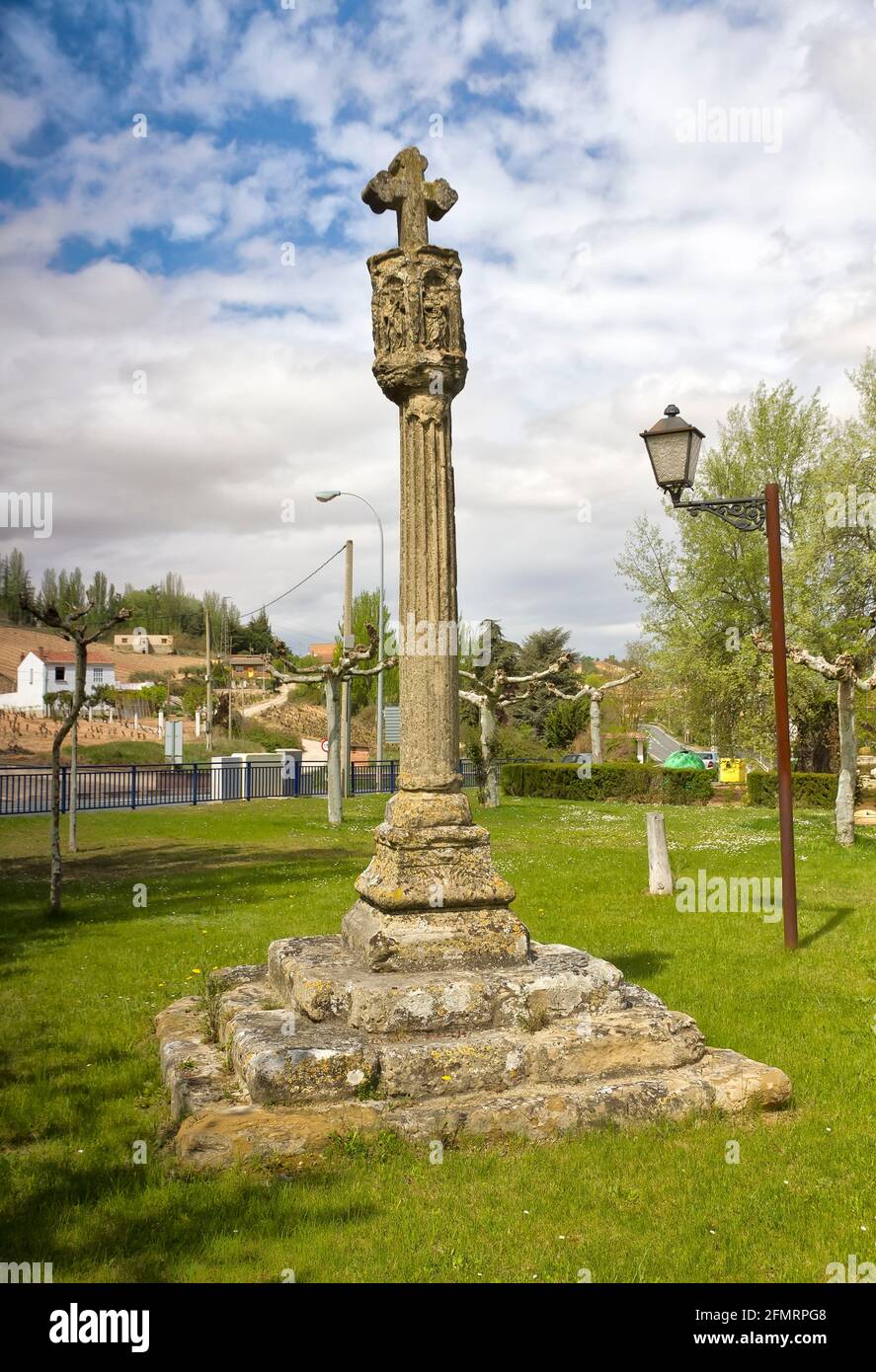 Cross of the camino de santiago as it passes through Cenicero, the ...