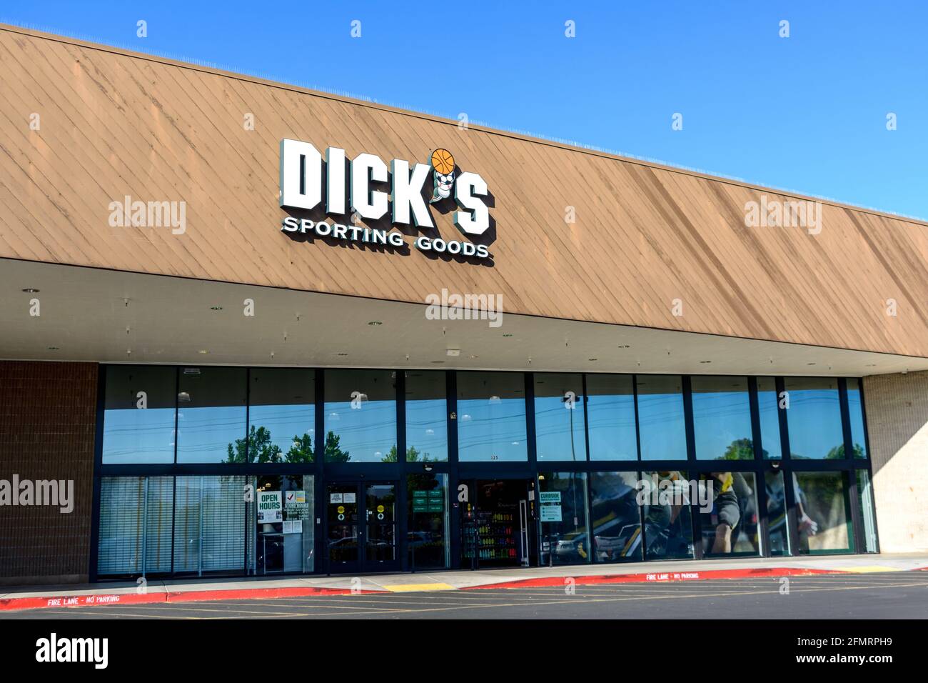 Dick's Sporting Goods sign on the facade of sporting goods retail chain ...