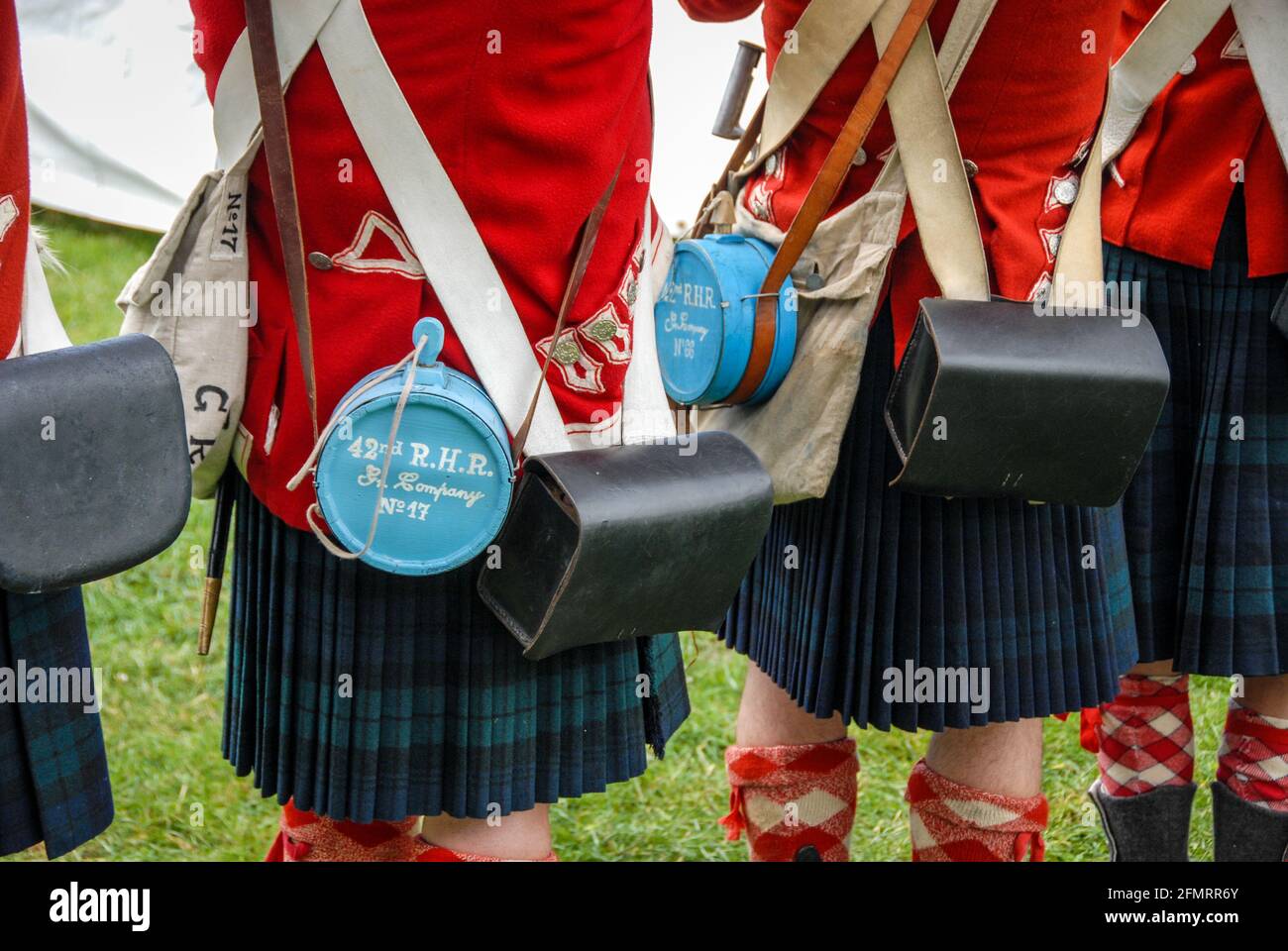 Scottish infantry in the Allied camp exercising before the re-enactment ...