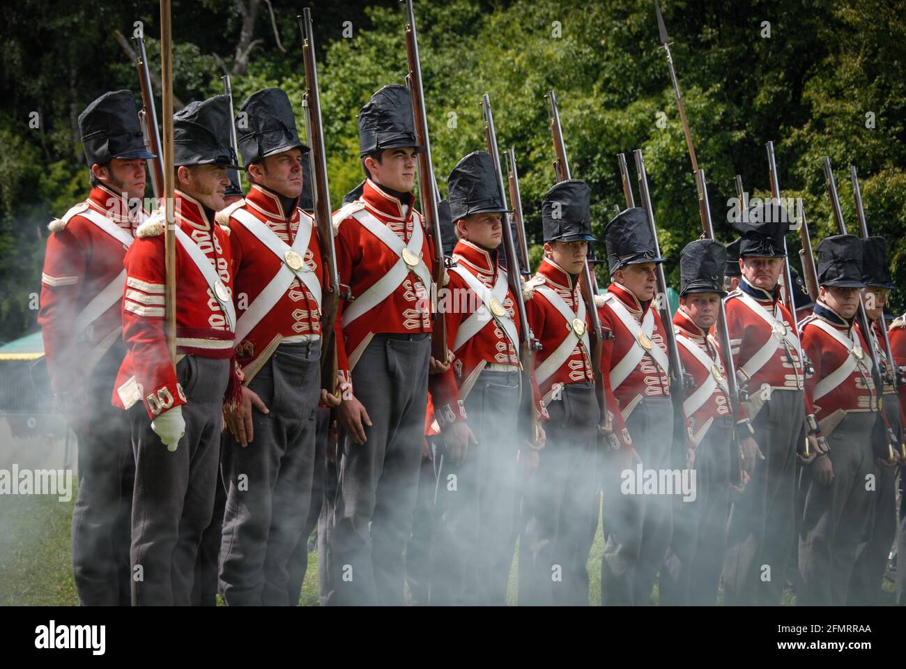 British infantry in the Allied camp exercising positioning in line and ...