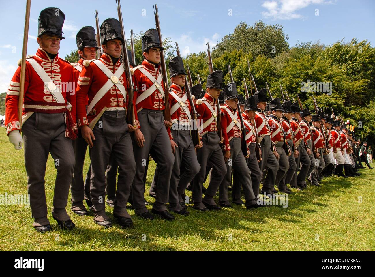 British infantry in the Allied camp exercising positioning in line and ...