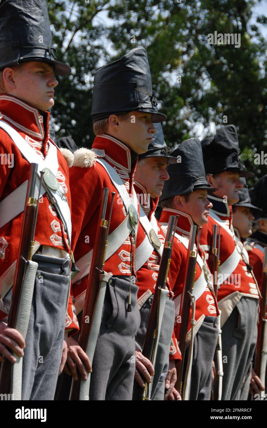British infantry in the Allied camp exercising positioning in line and ...