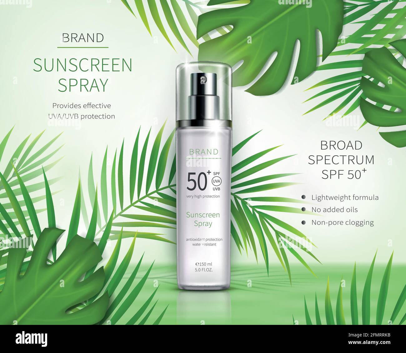 Sun protection cosmetic vector realistic ads poster. White plastic ...