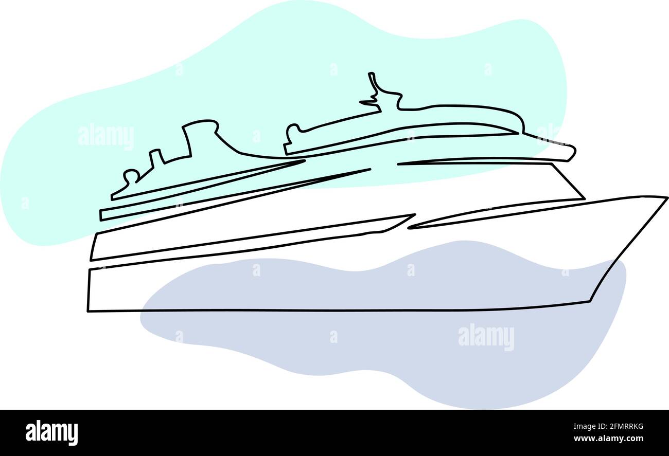 Vector cruise ship in one line abstract art Stock Vector Image & Art ...