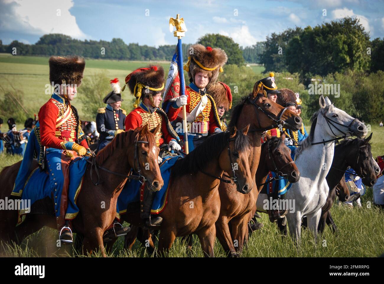 French cavalry on the advance at the re-enactment of the Battle of ...