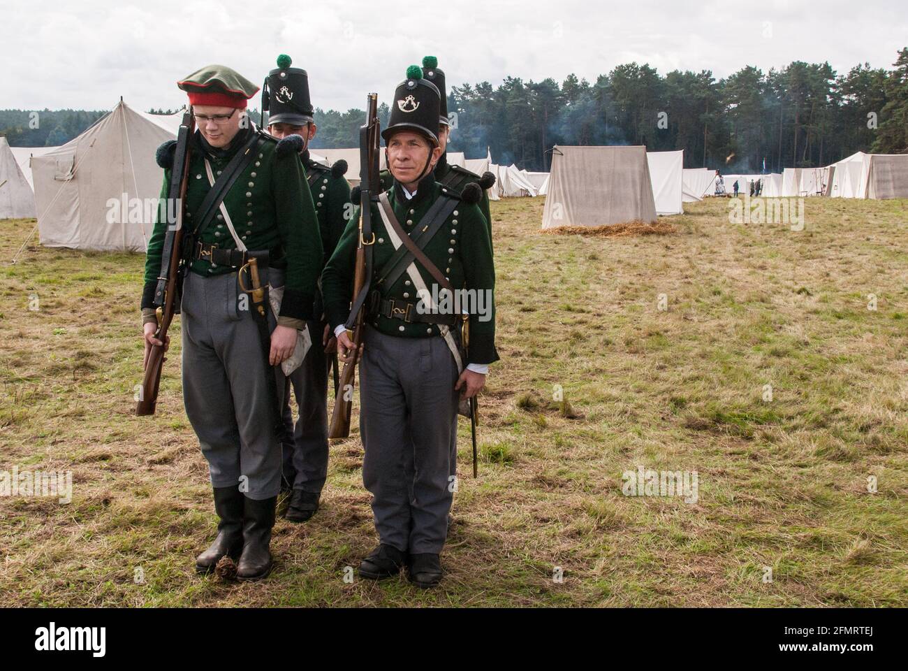 Light infantry of the King's German Legion exercise at the re-enactment ...