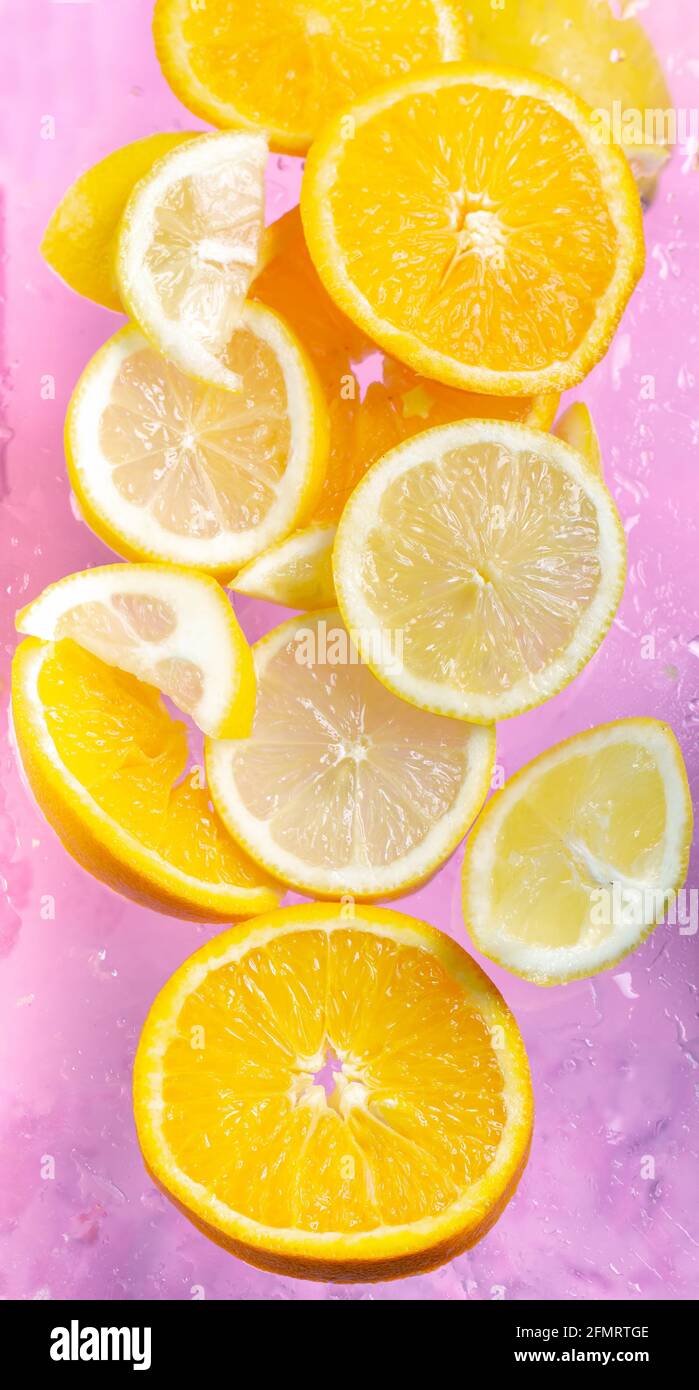 Fresh citrus fruits with water splash Stock Photo - Alamy
