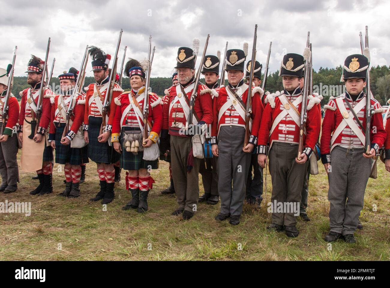 English and Scottish infantry at the re-enactment of the Battle of the ...