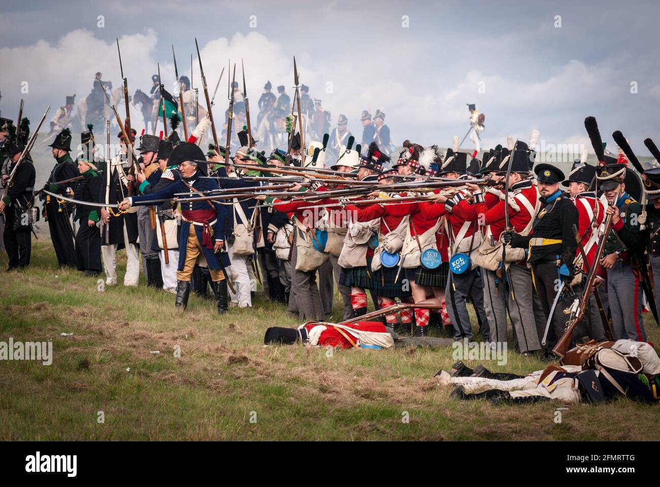 Ready, aim, fire! British infantry at the re-enactment of the Battle of ...