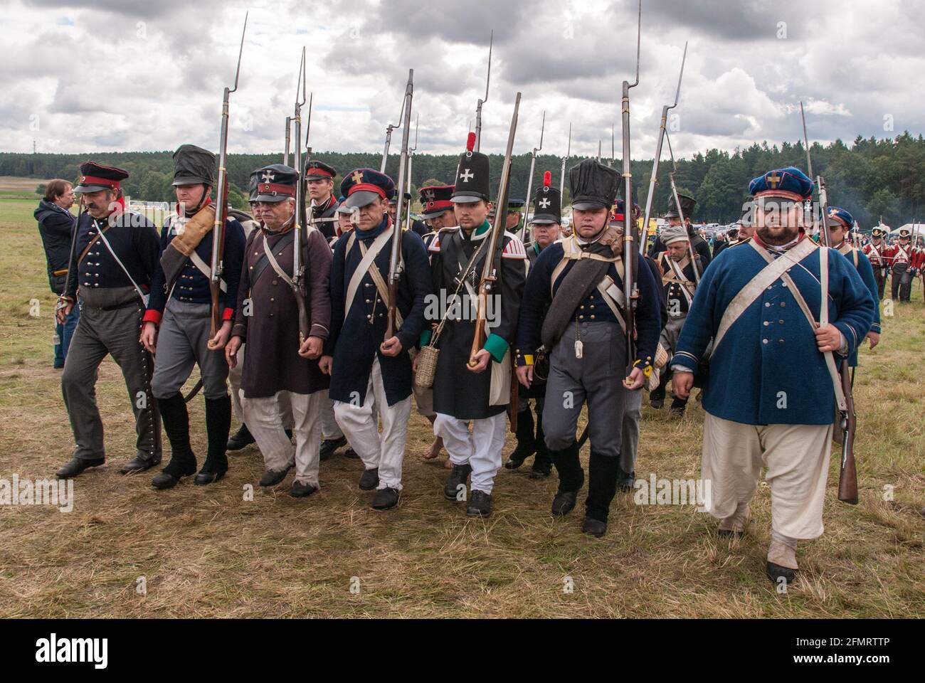Prussian infantry at the re-enactment of the Battle of the Göhrde, a ...