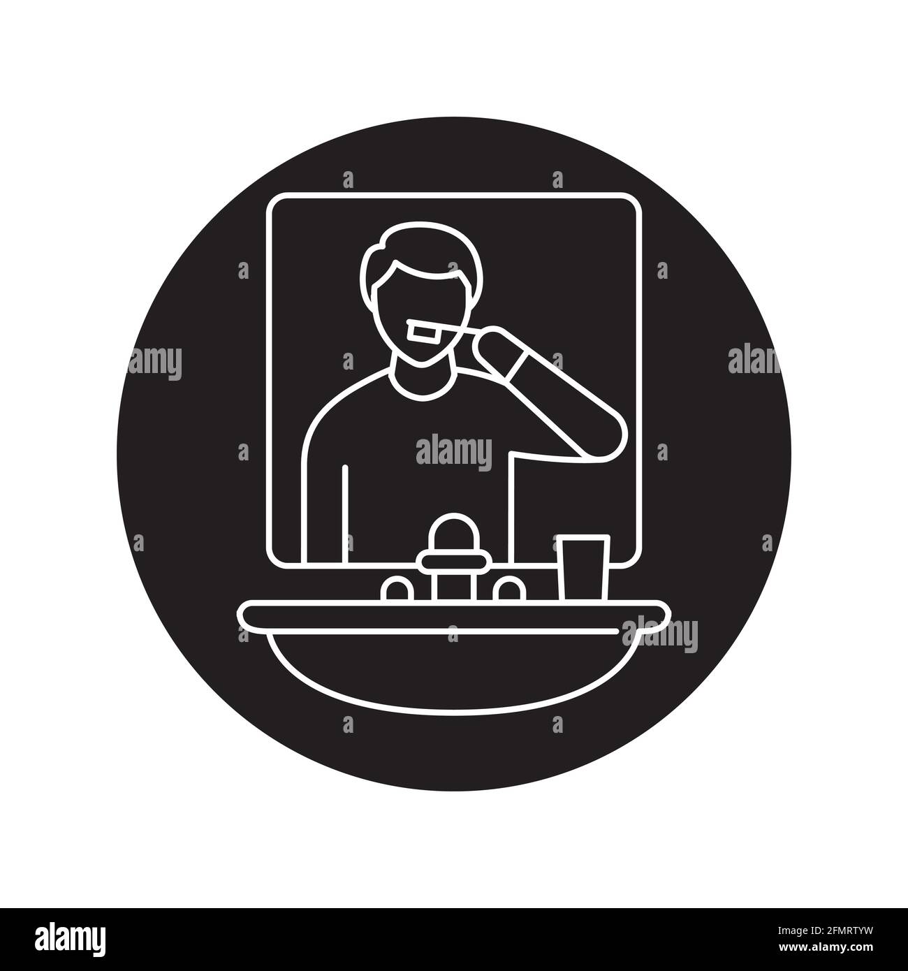 Brush teeth color line icon. Pictogram for web page, mobile app, promo ...