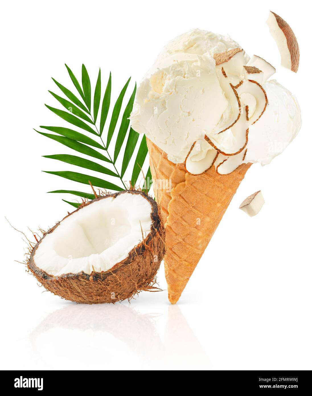 Coconut Flavored Cream Ice Cream With Pieces Of Coconut, 49% OFF