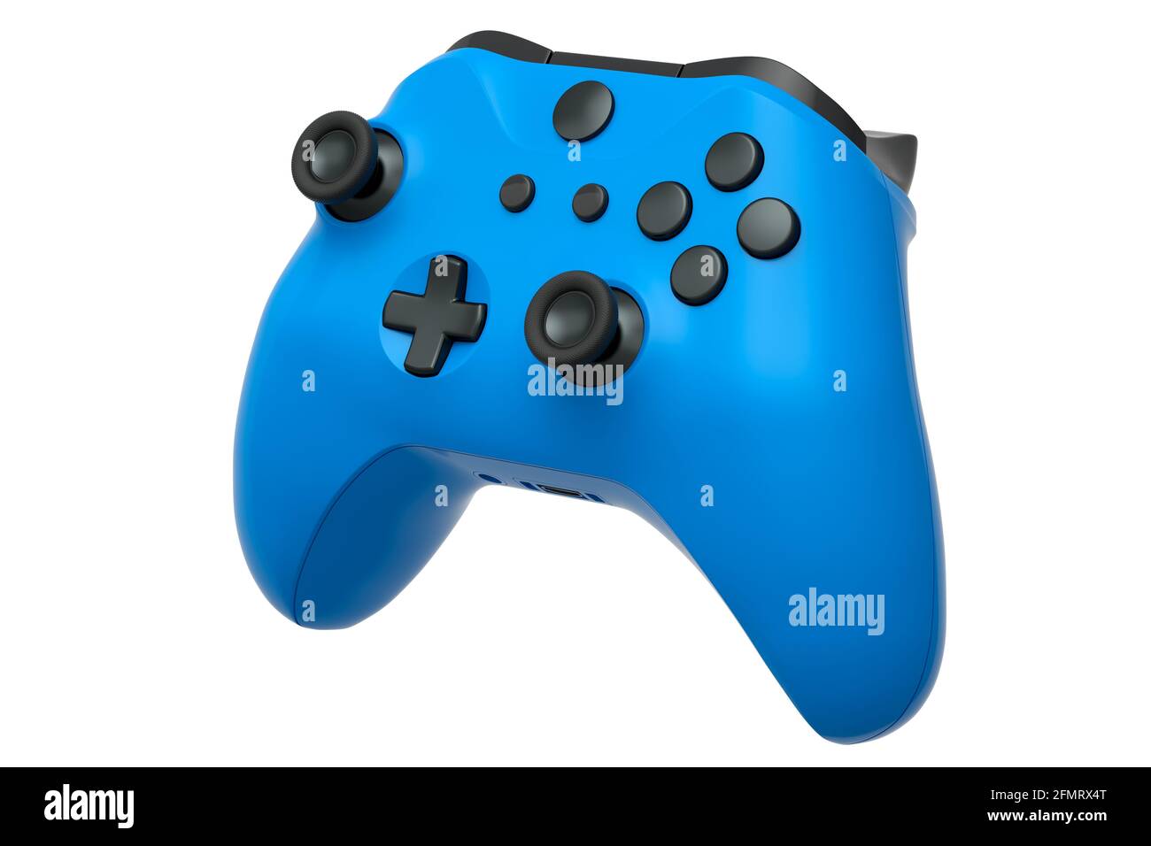Realistic blue video game joystick on white background Stock Photo - Alamy