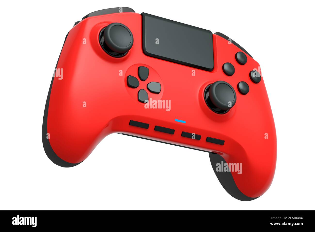 Realistic red video game joystick on white background Stock Photo - Alamy