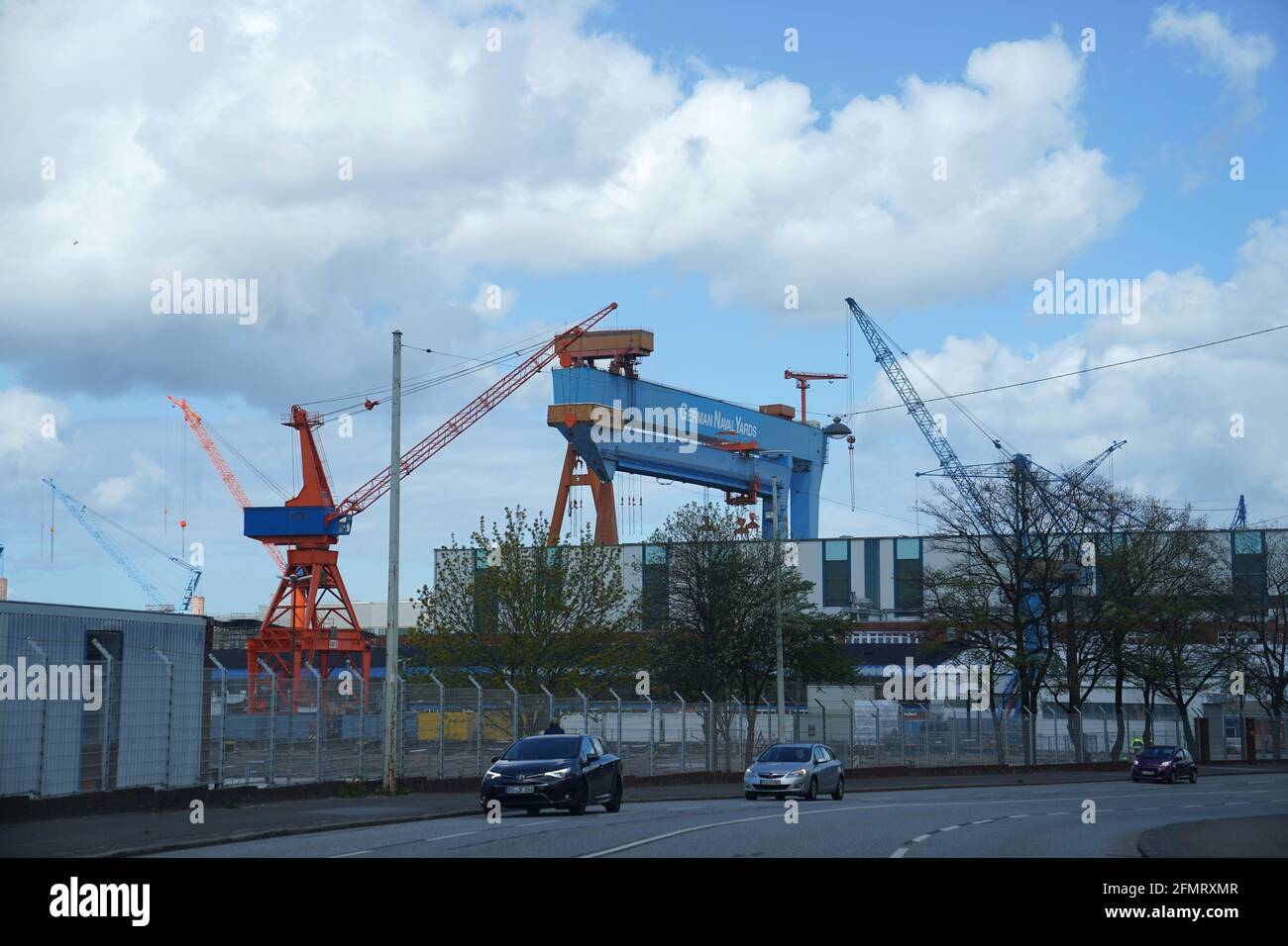 Kiel, Germany. 06th May, 2021. A huge crane is seen at the German Naval ...