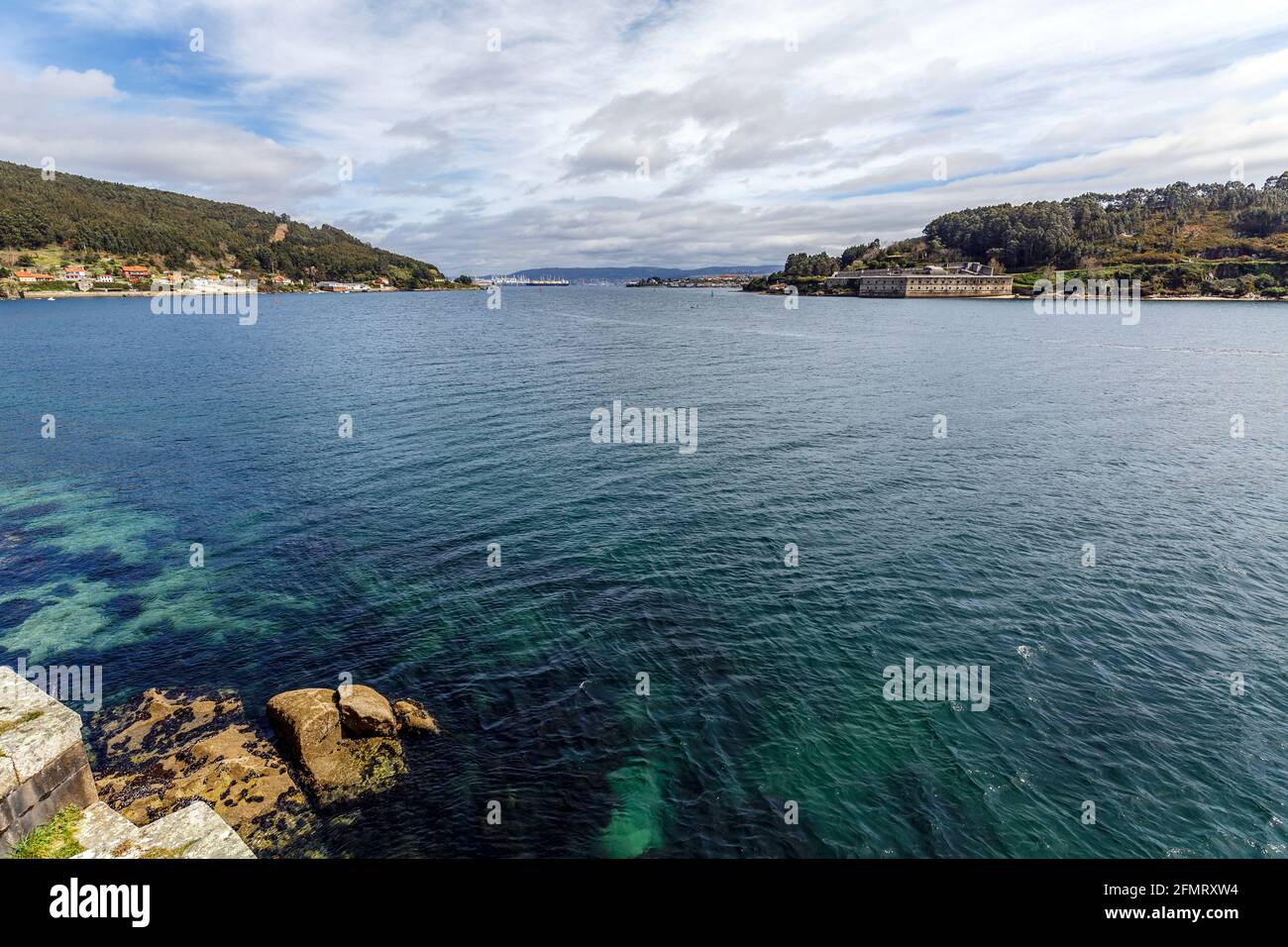 Panoramic view of El Ferrol Spain, the ria, from the castle of San ...