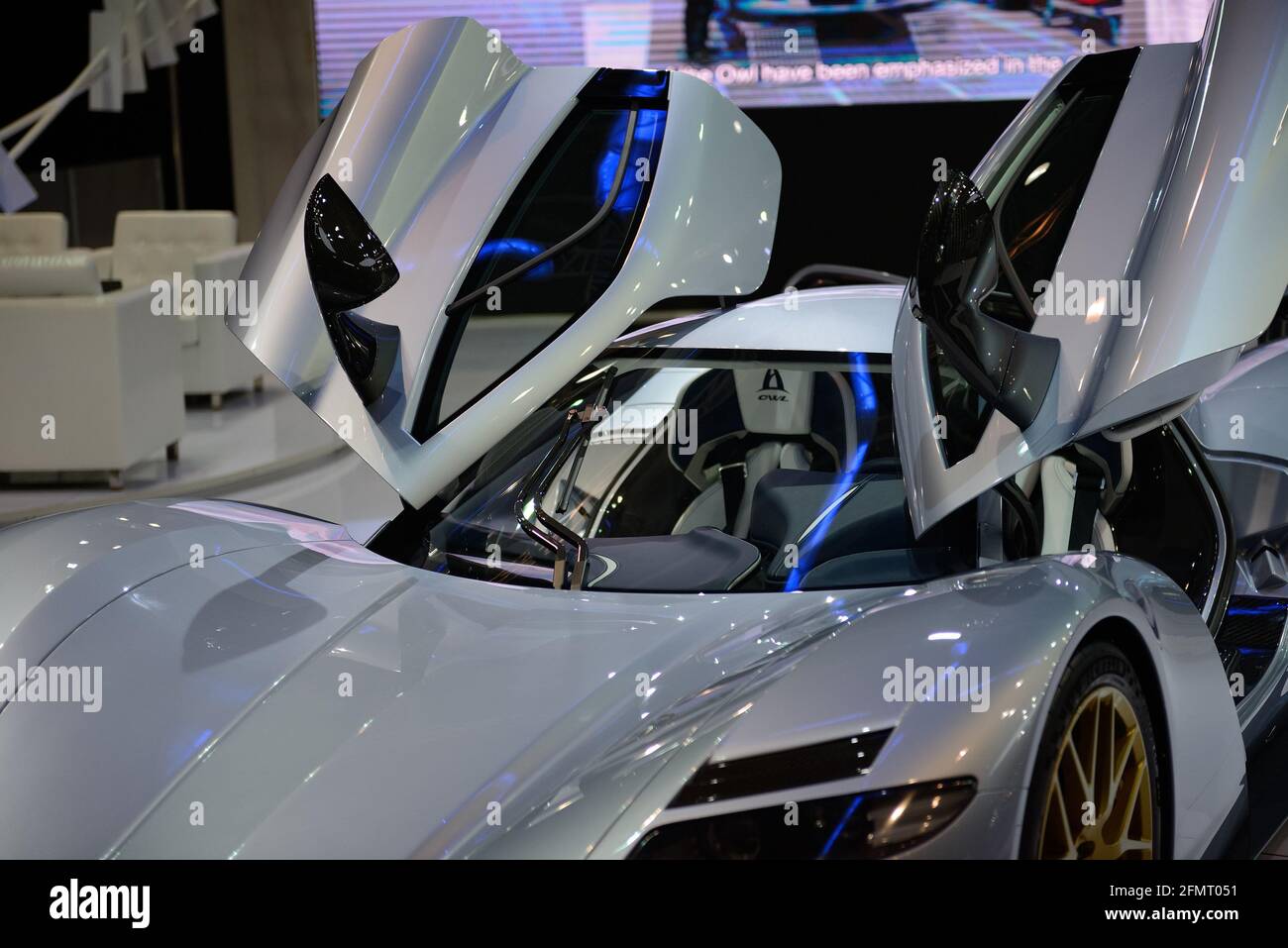 Dubai Uae November 16 The Aspark Owl Sports Electric Car Is On