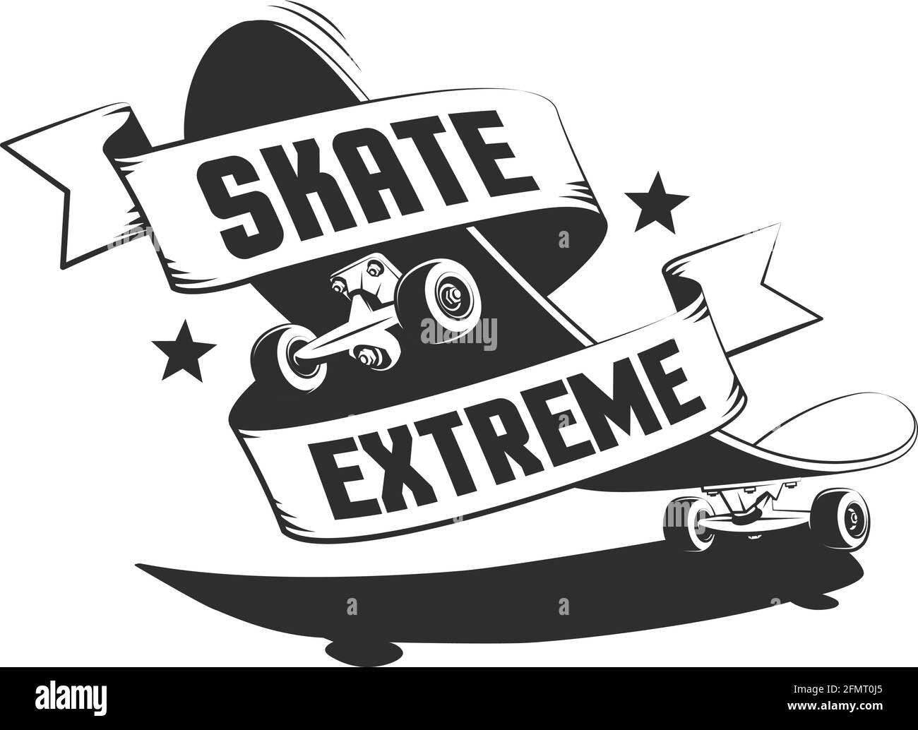 Skateboard retro logo with ribbon Stock Vector Image & Art - Alamy