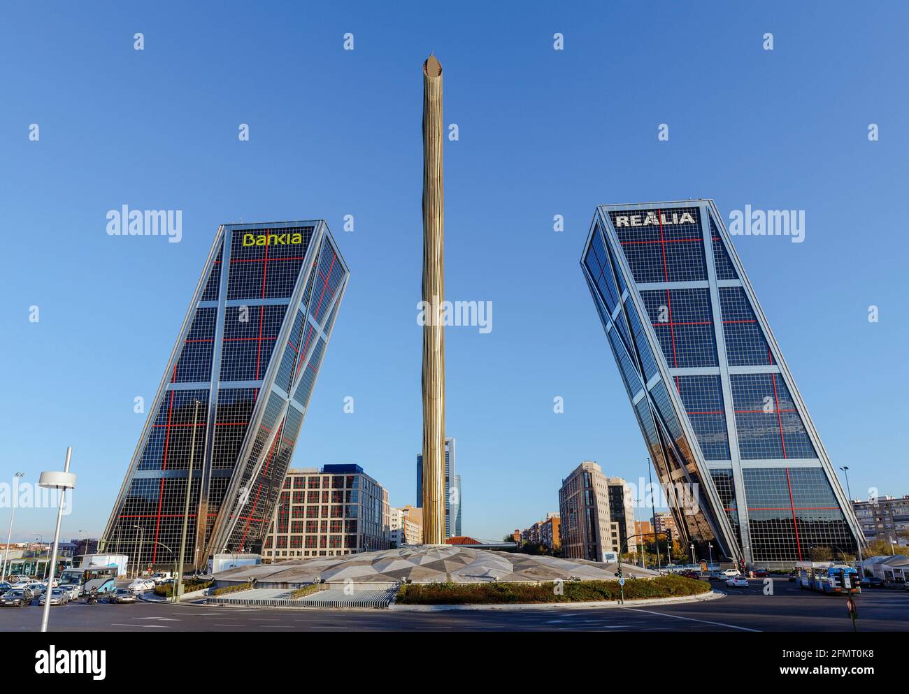 Madrid, Spain - November 28, 2015: The Gate of Europe towers also known ...