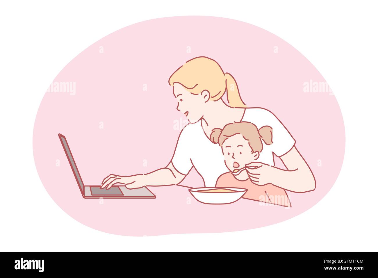 Mother multitasking illustration Stock Vector Images - Alamy