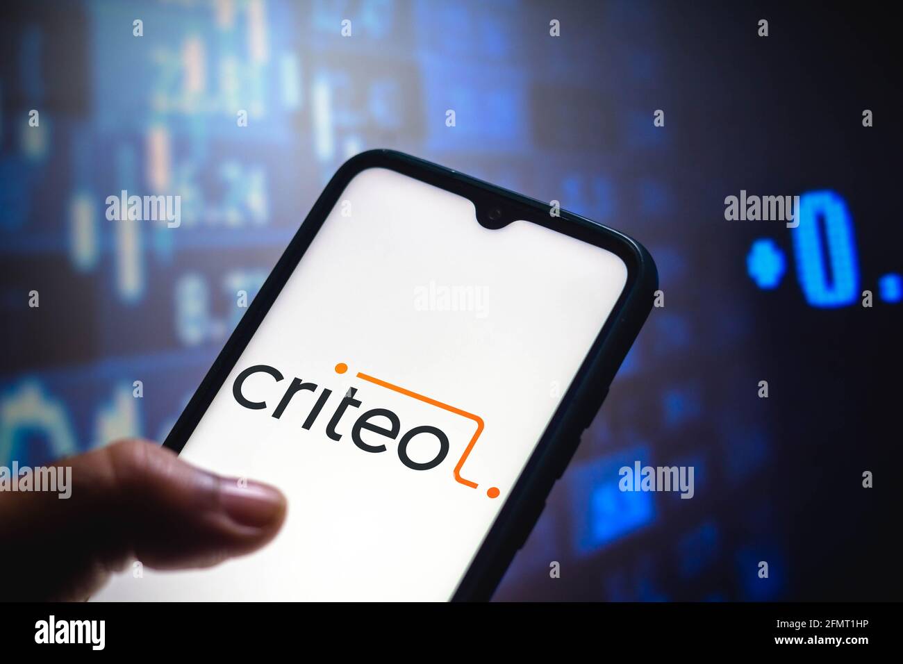 In this photo illustration the Criteo logo seen displayed on a smartphone screen. (Photo by ...