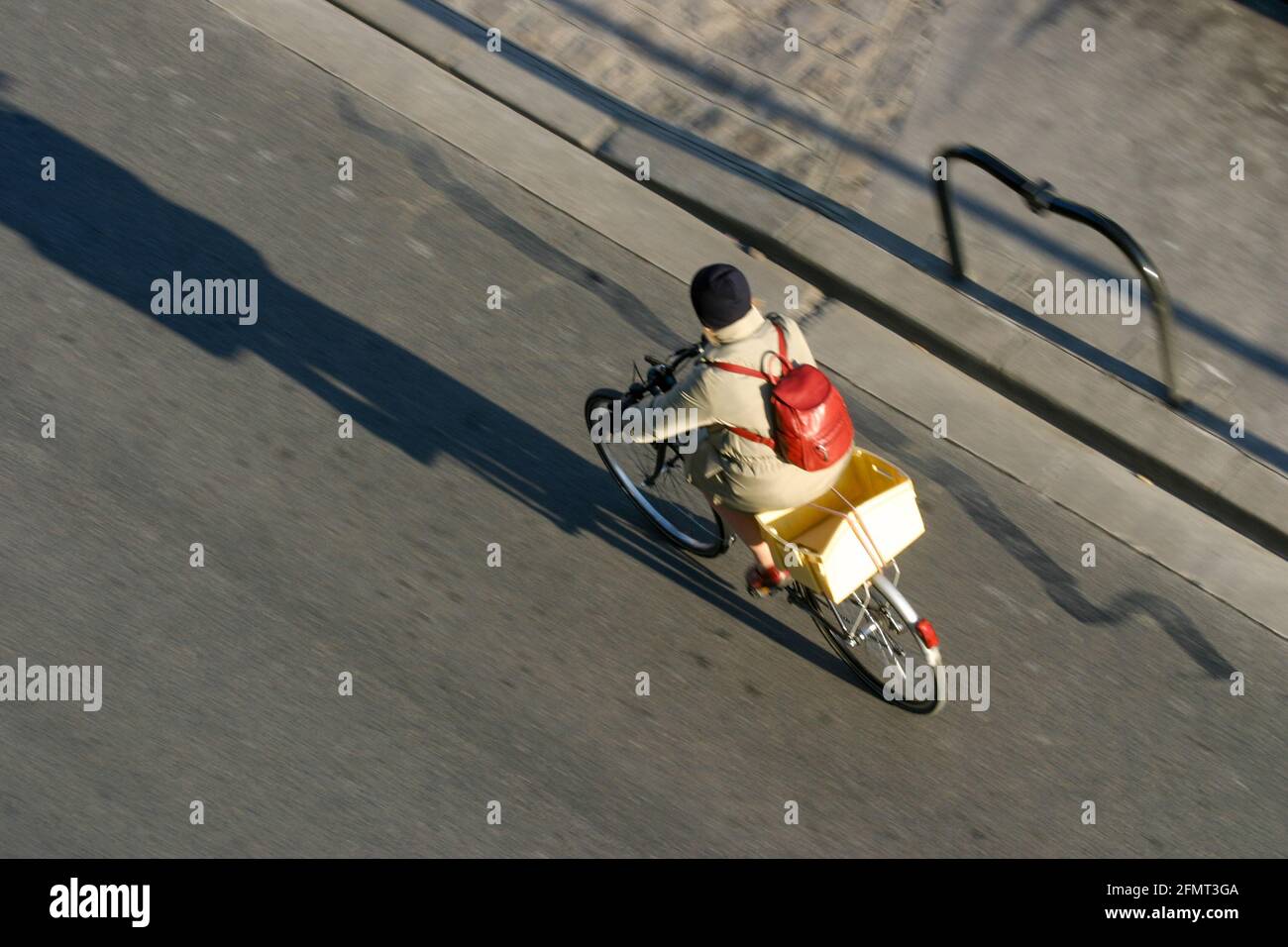 Top view of a woman driving a bicycle, Paris, France Stock Photo - Alamy