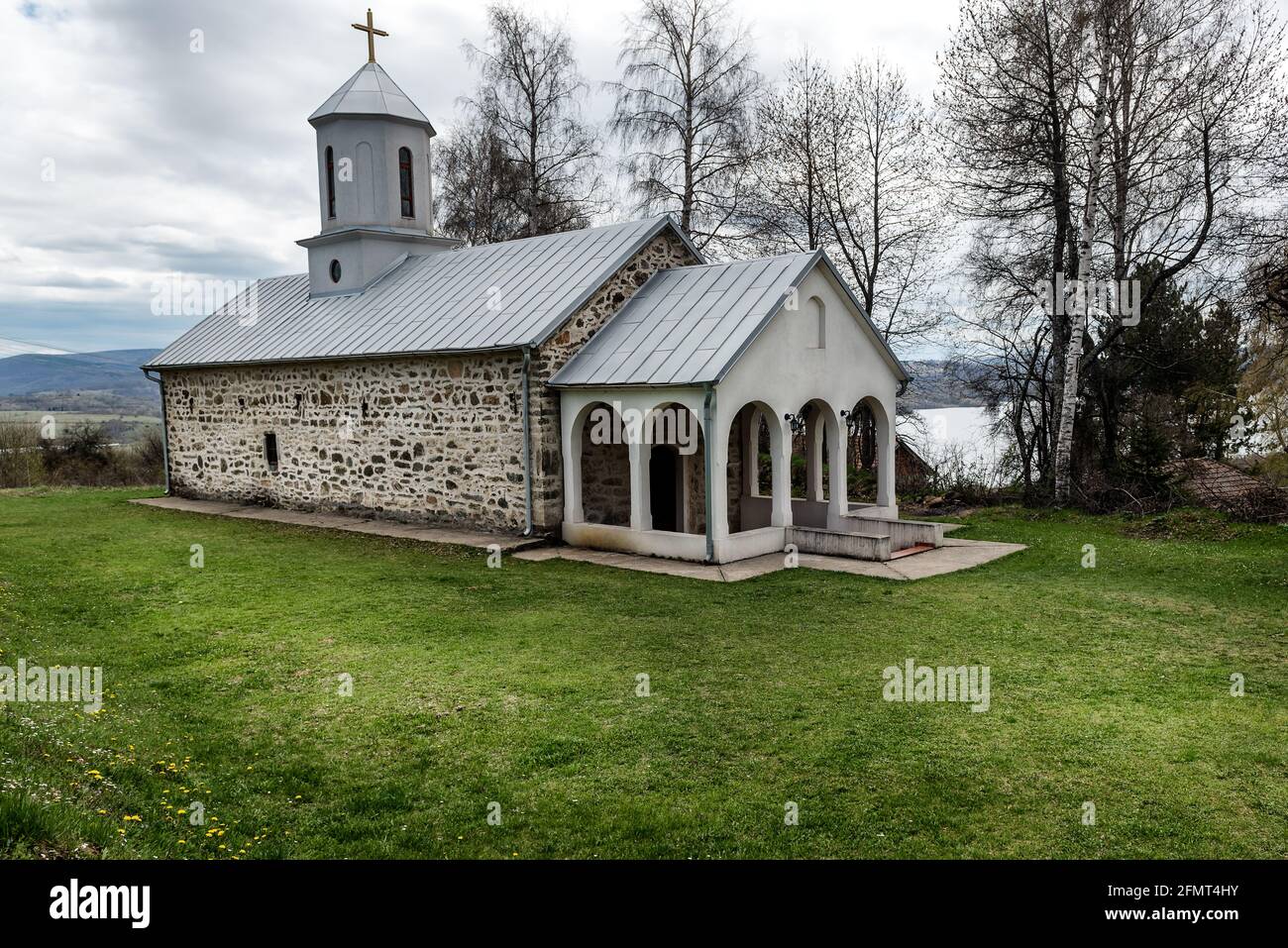 Small Orthodox church of Saint Ilija, Vlasina lake Stock Photo - Alamy