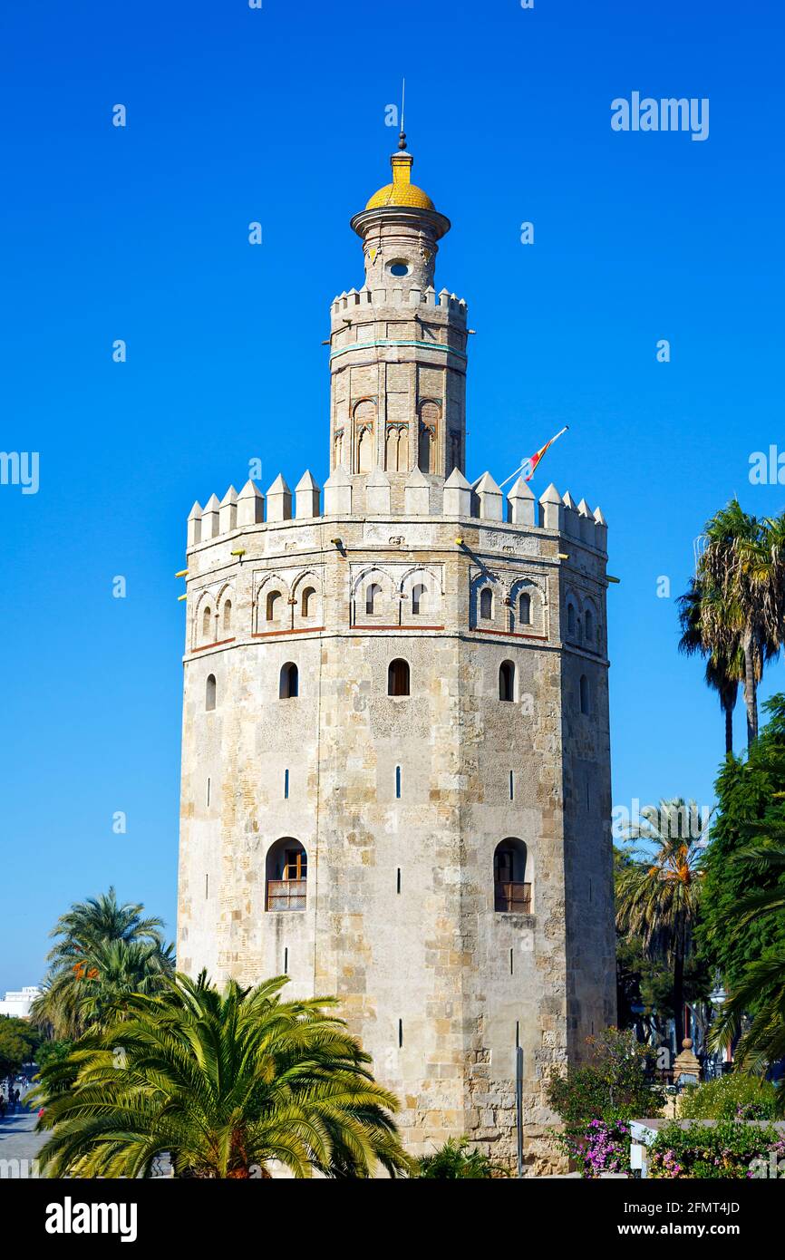 Magnificent Tower of gold in Seville ,Torre del Oro in Spain Stock ...